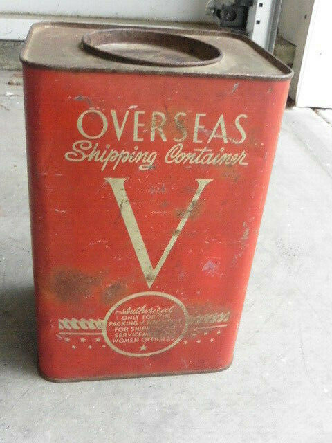 1940s WW2 Era Overseas Tin Litho Soldier Food Can W V Victory Symbols ...