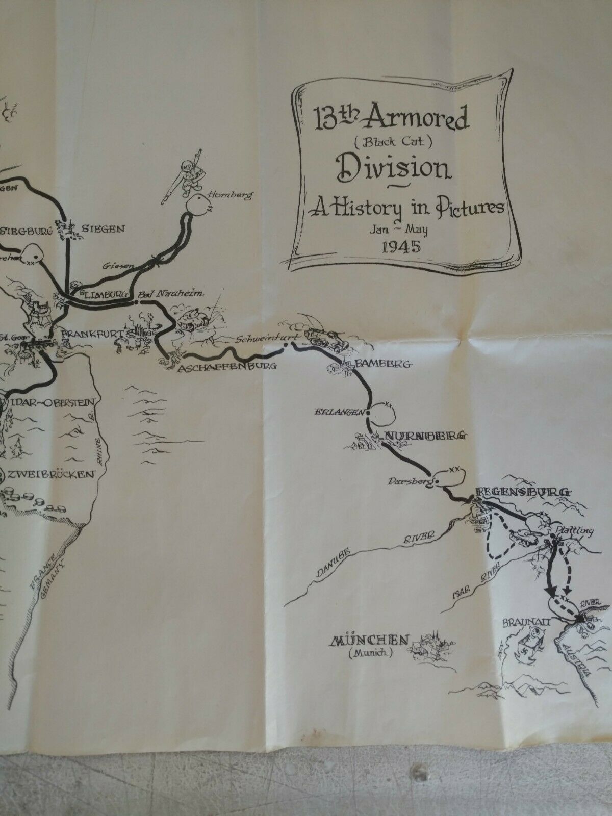 13 Th Armored Division Map Black Cat 1945 WWll History In Pictures War ...