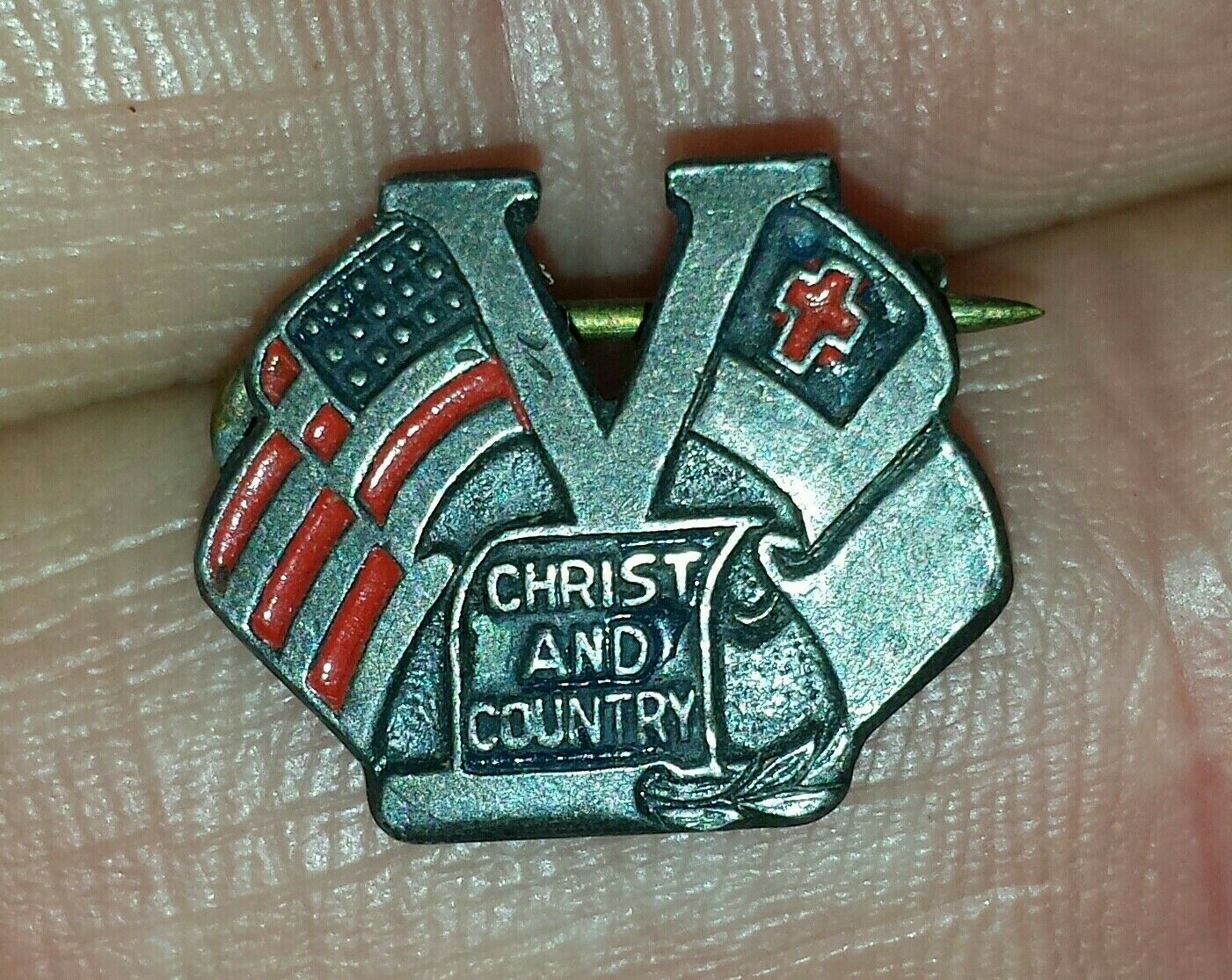 1942 WW2 WWII US Sterling Silver V For Victory Pin | #14876073