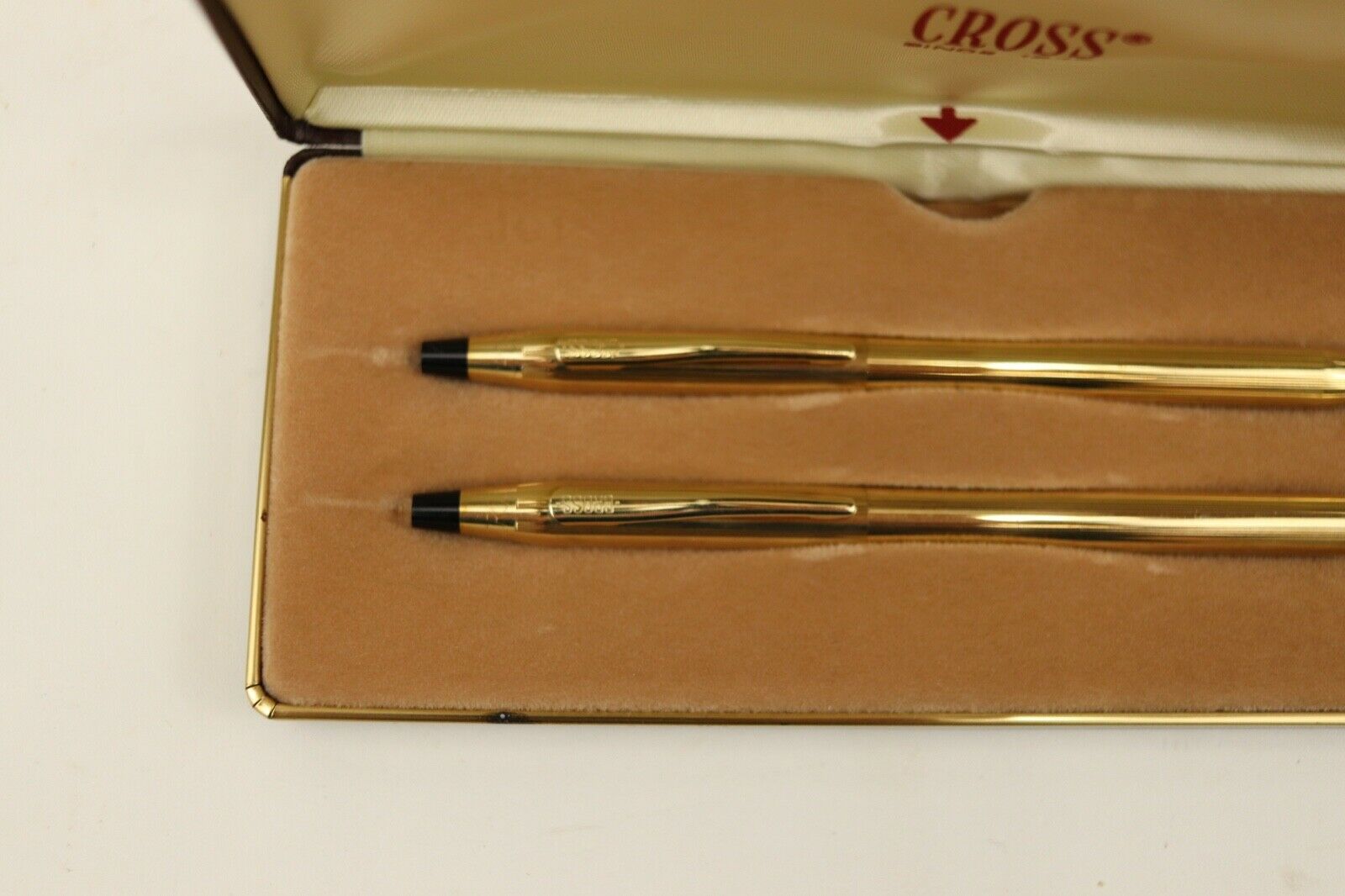 Vintage Cross 1/20 10k Gold Filled Ballpoint Pen, Pencil Set W/ Case ...