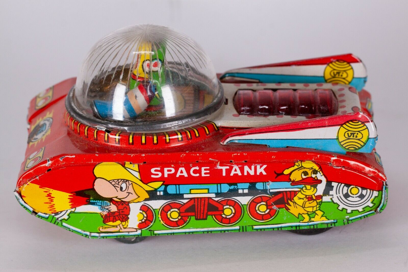 VINTAGE VTI FRICTION POWERED SPACE TANK TIN LITHO TOY | #14680212