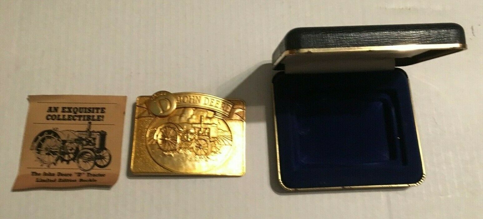 GOLD LIMITED EDITION JOHN DEERE MODEL D TRACTOR BELT BUCKLE 1988 WITH ...