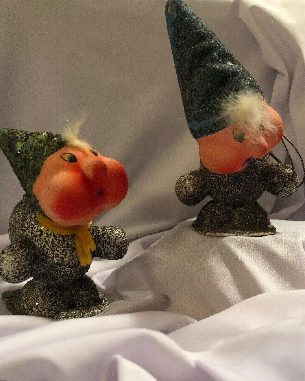 Set Of 2 Vintage Christmas Candy Container Mica Elf Gnome Paper Mache ...