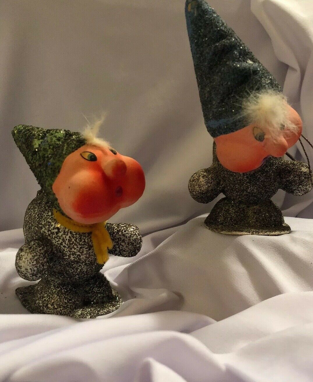 Set Of 2 Vintage Christmas Candy Container Mica Elf Gnome Paper Mache ...