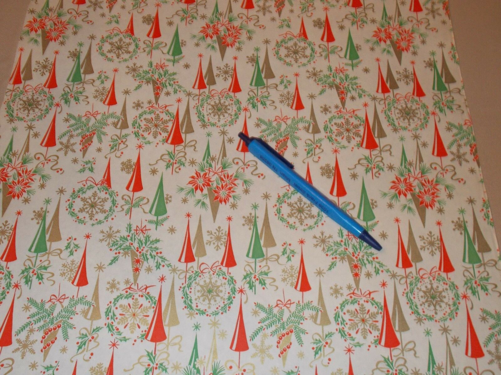 VTG CHRISTMAS 1950 DEPT STORE WRAPPING PAPER 2 YARDS GIFT WRAP ATOMIC ...