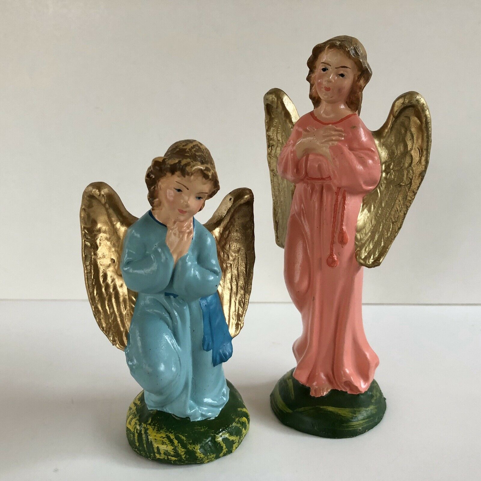 2 Vintage Christmas Angels Putz Nativity Figures Crèche Manger ...