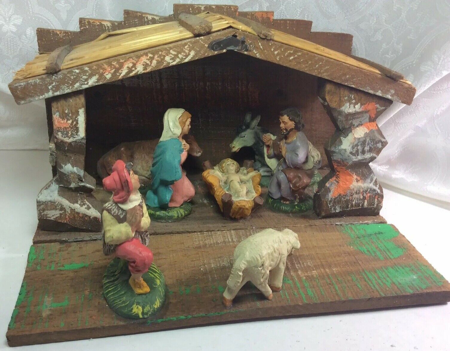 Vintage Wooden Folding Nativity Set “Italy” Fold - Out Crèche Baby ...