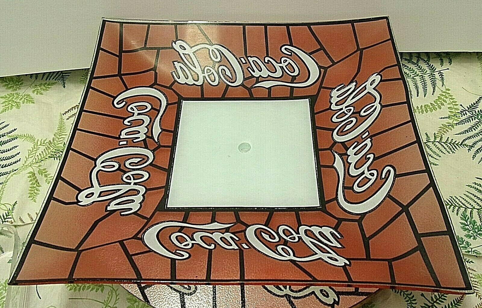 COKE COCA COLA STAINED GLASS CEILING LIGHT LAMP SHADE COVER 14 INCH ...
