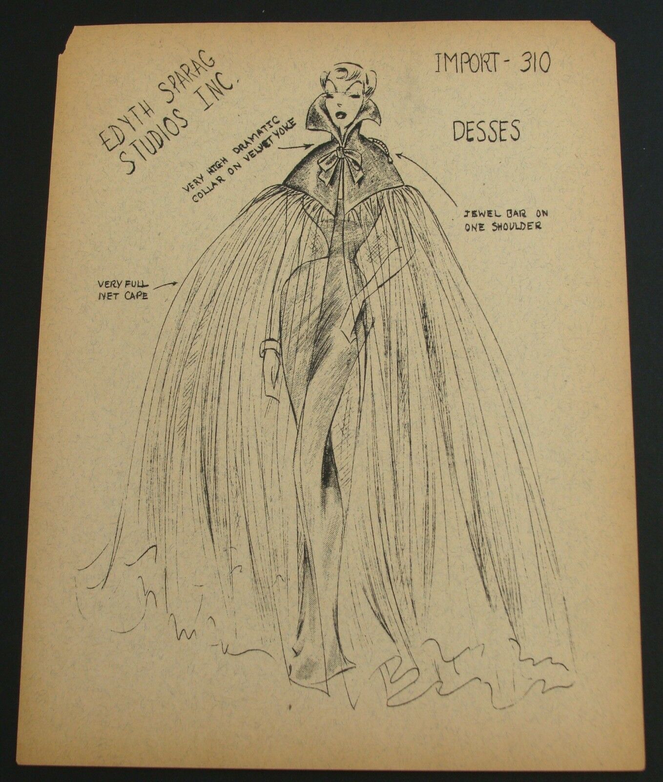 1950 ' S Edyth Sparag Vintage Desses Fashion Design Print Fabulous Gown ...