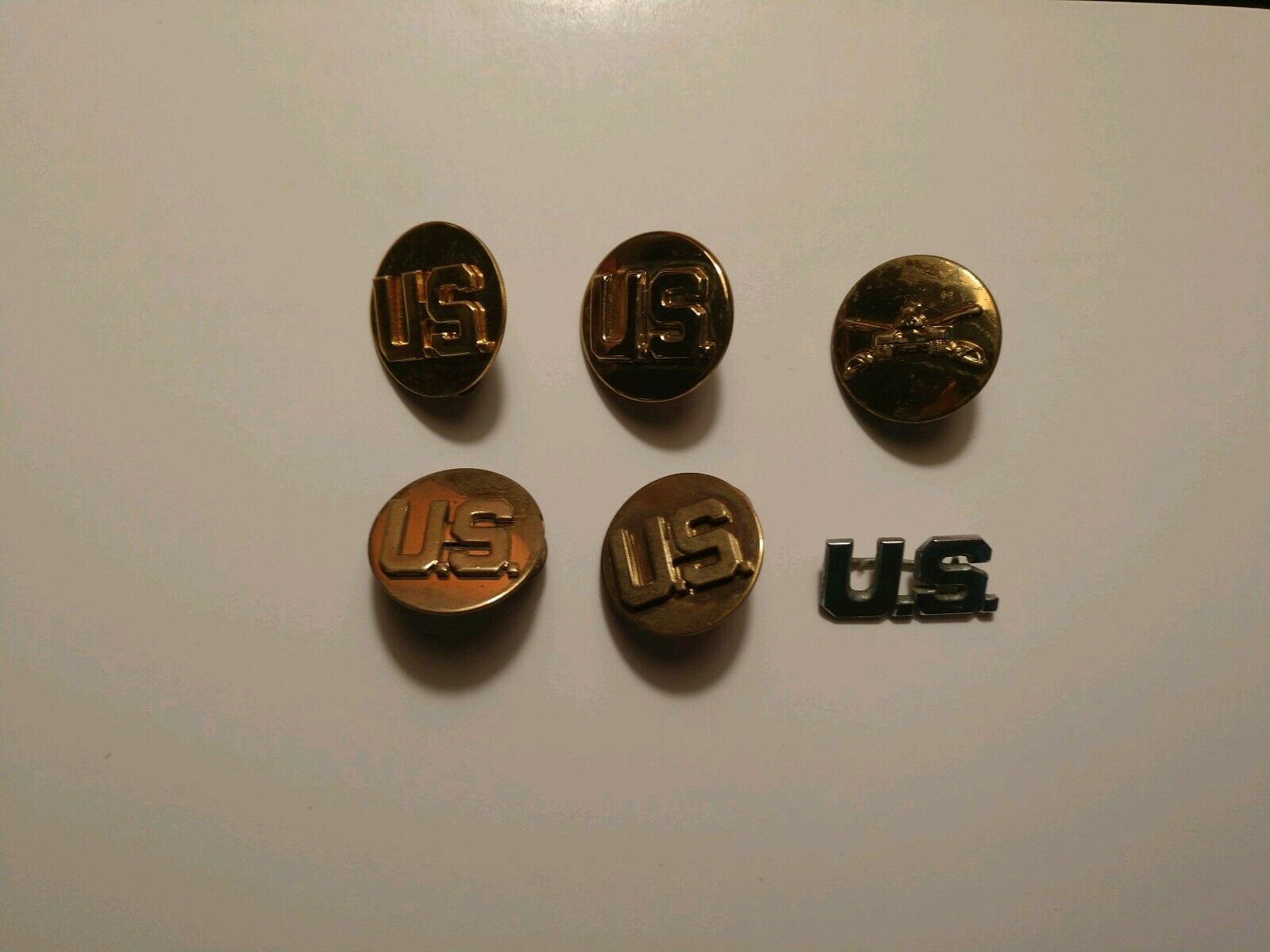 WW2 US Military Army Enlisted Infantry Collar Brass Insignia Pins Disc ...