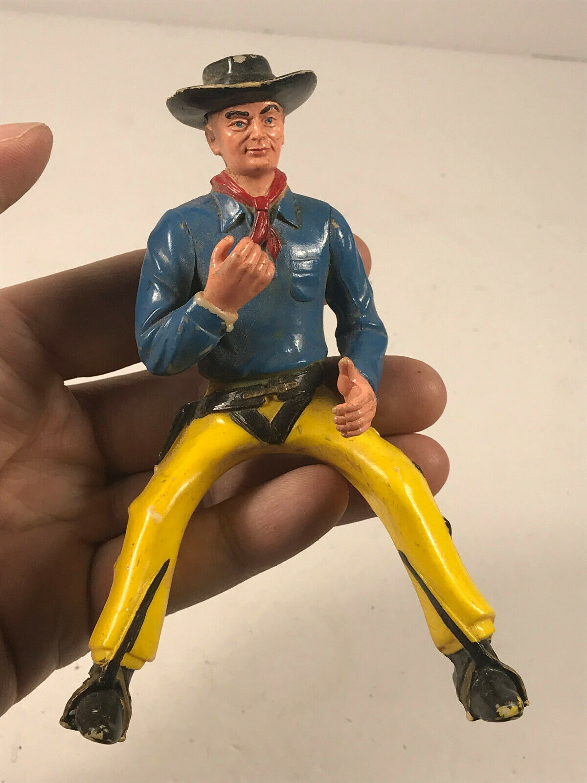 Vintage 1950 ' S Hard Plastic Western Cowboy Rodeo Rider Toy Figure ...