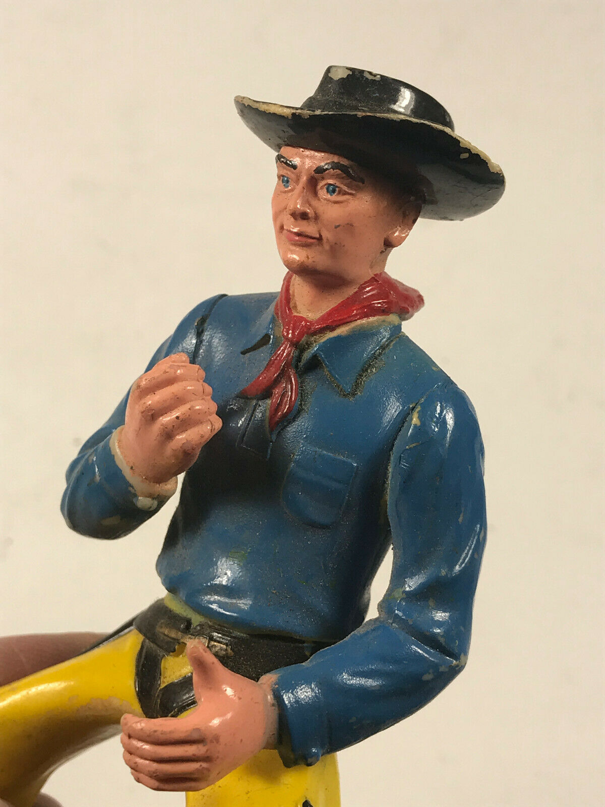 Vintage 1950 ' S Hard Plastic Western Cowboy Rodeo Rider Toy Figure ...