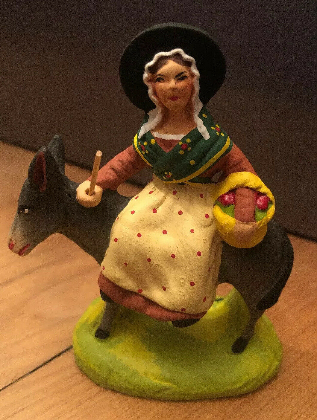 Carbonel French Nativity Santon 2 Woman Riding Burro Donkey | #14450390