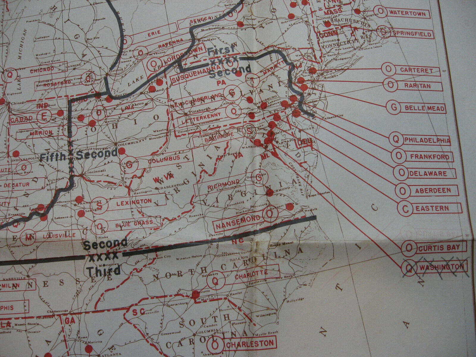 76 WWII Era Army War Dept Restricted Railway Systems Depot Location Map ...