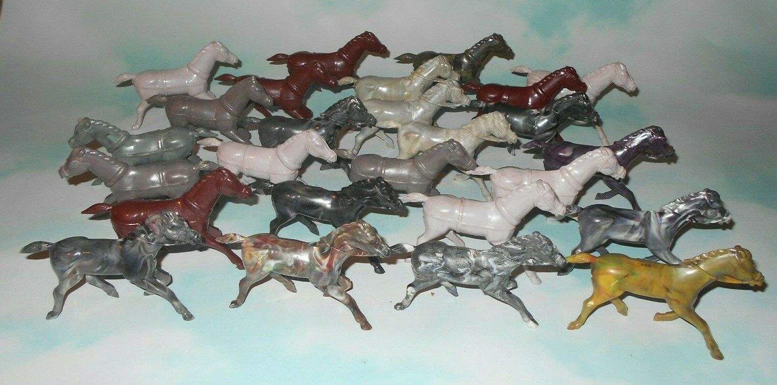 1950s Rel Western Or Cavalry Play Set Hard Plastic Horses X 25 | #14492676