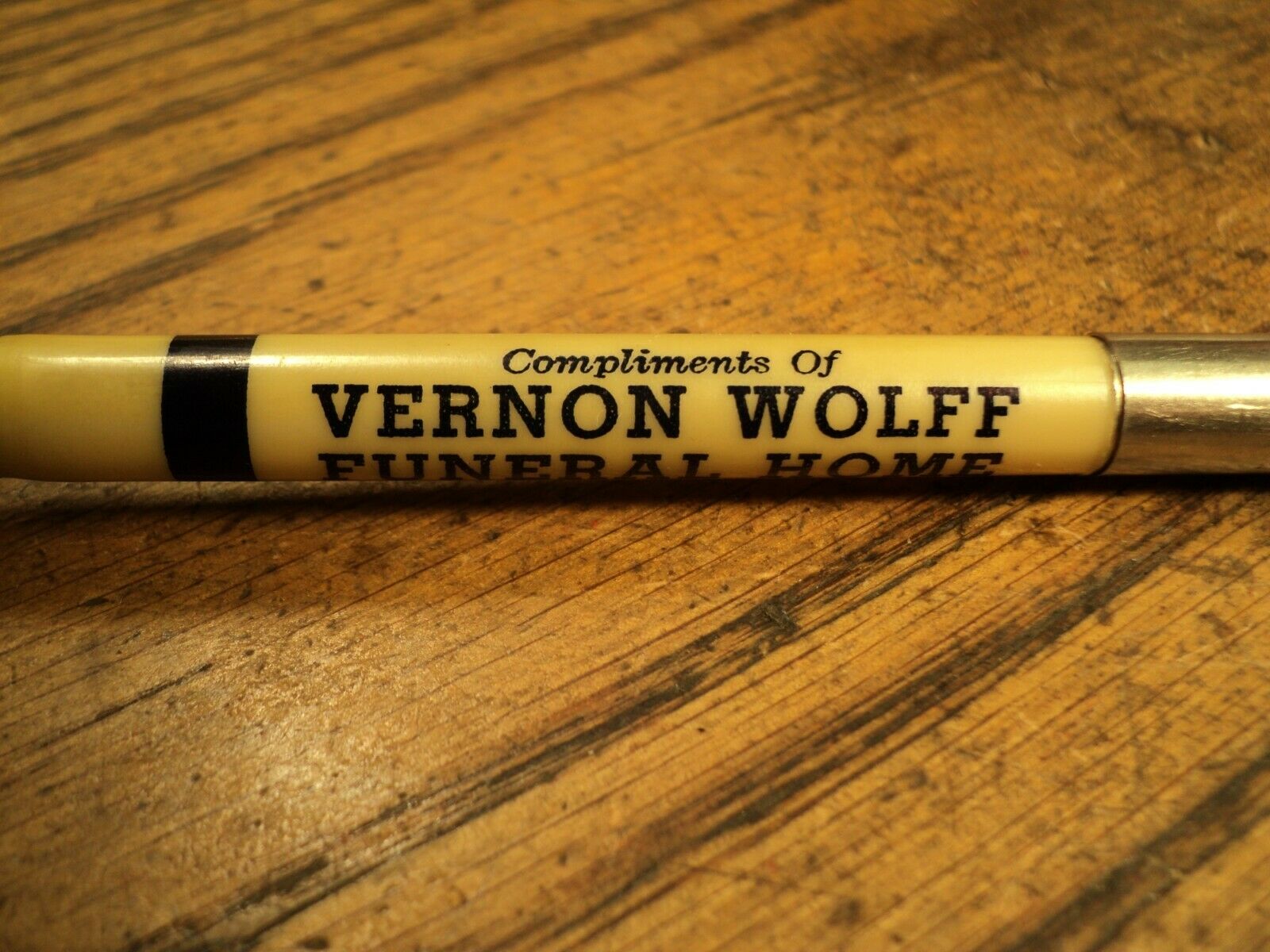 Vintage Short Mechanical Pencil Advertising Vernon Wolf Funeral Home ...