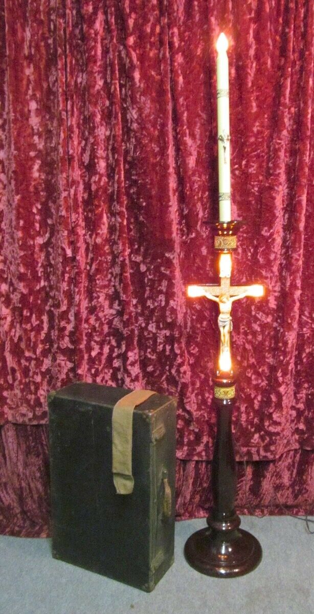 Vintage Funeral Ornate Rhinestone Cross Electric Crucifix Candlestick ...