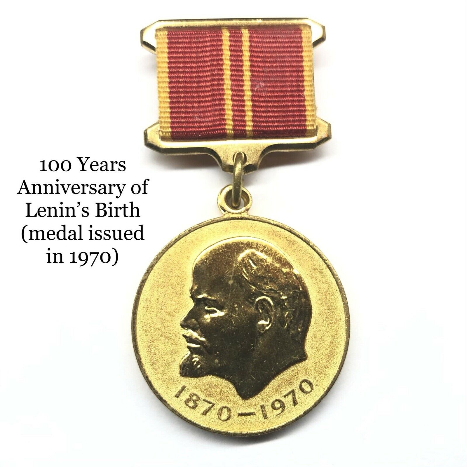 100 YEARS LENIN BIRTH MEDAL OFFICIAL RUSSIA FOR VALOR LABOR AWARD BADGE ...