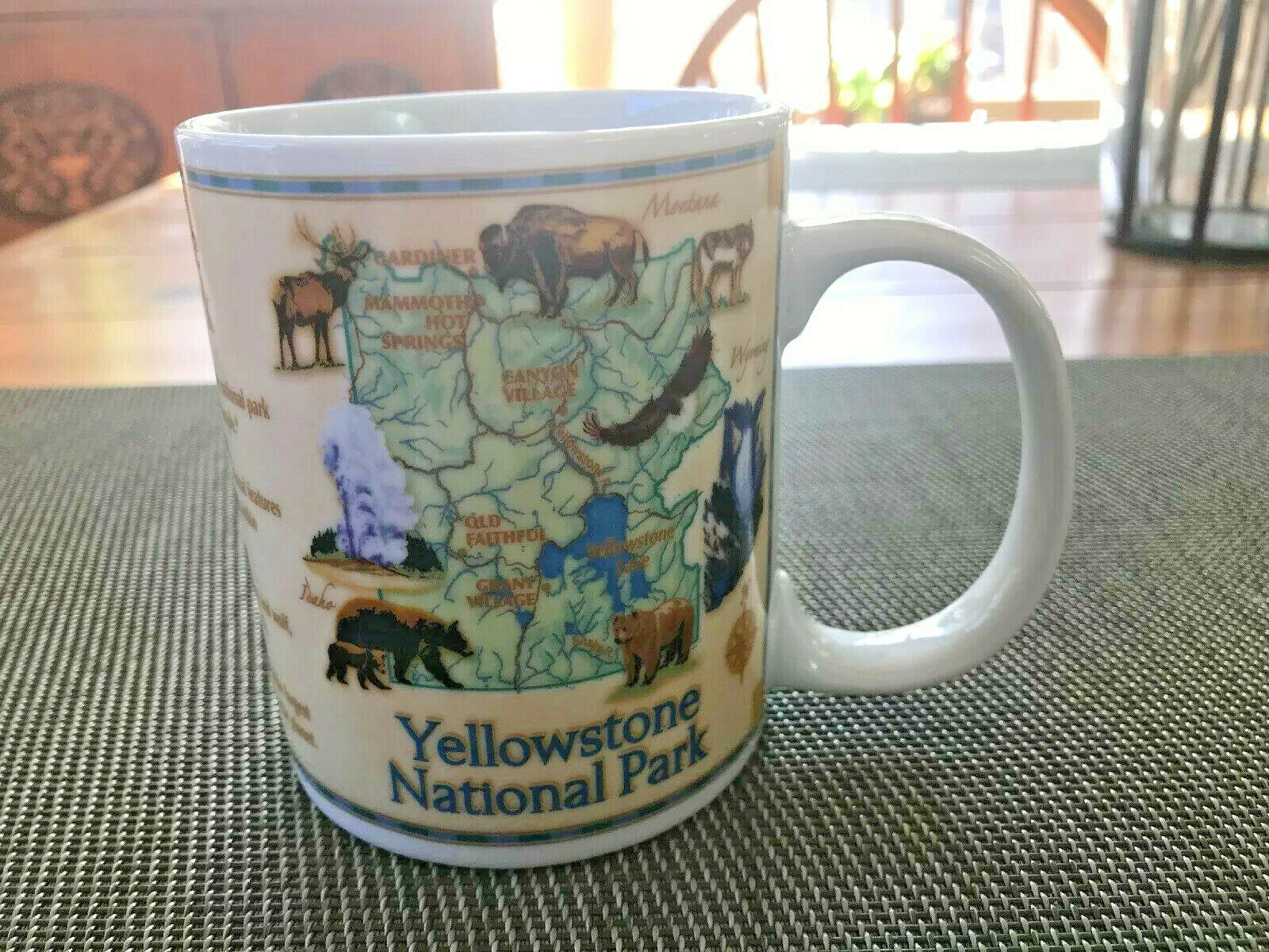 Yellowstone National Park Coffee Cup Mug Tourist Souvenir Map Facts ...