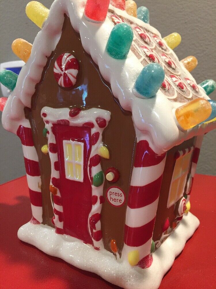 2008 HALLMARK CERAMIC GUM DROP GINGERBREAD HOUSE MUSICAL LIGHTS UP ...