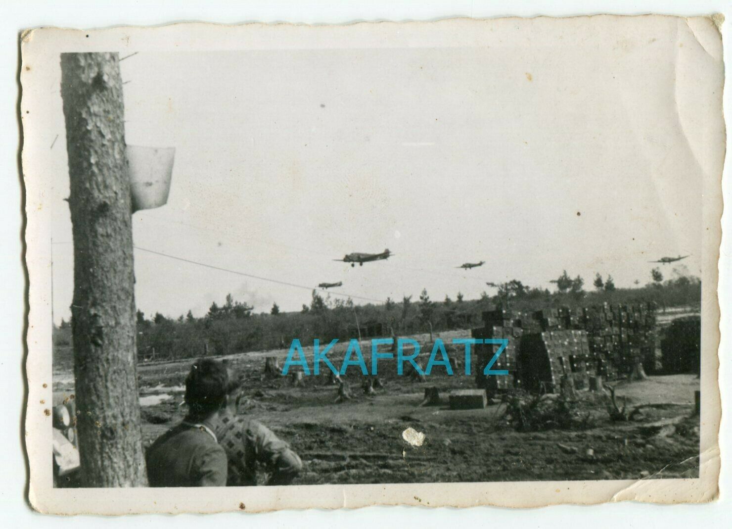 German WW2 Photo Of Soldiers Watching A Flight Of Ju 52 Transport ...