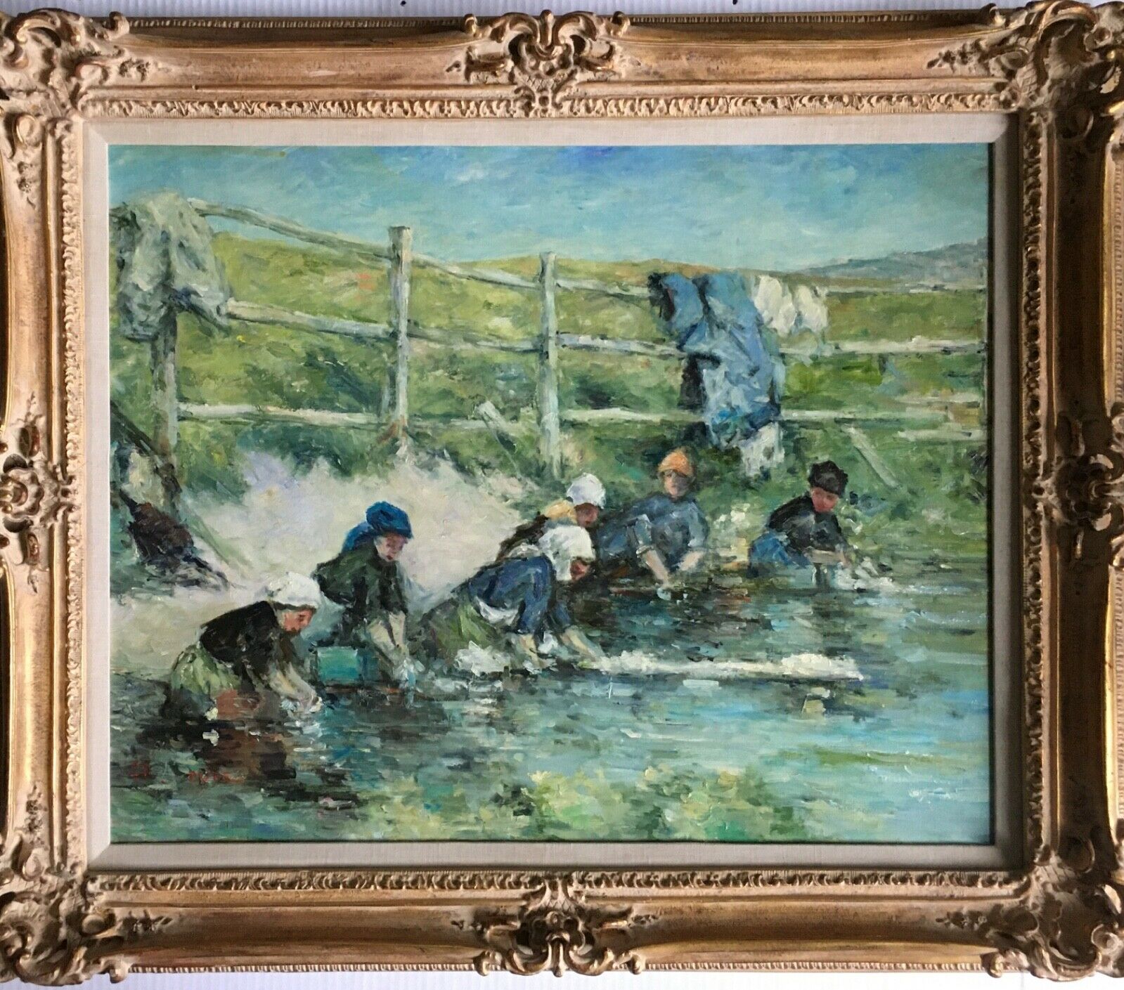 AwesomVintage French Impressionist Oil Painting - “Women Washing ...