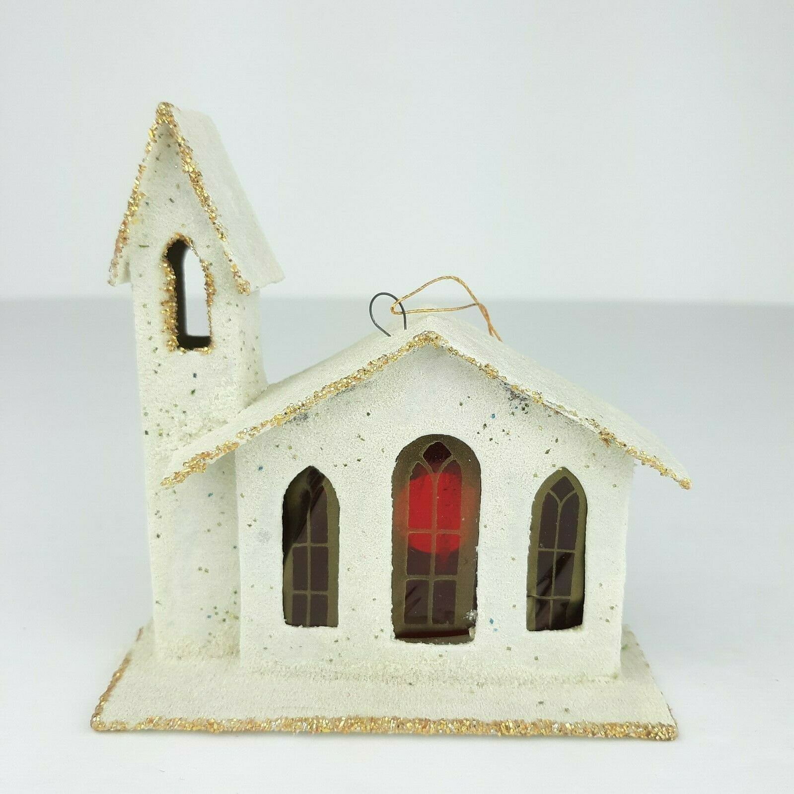 Vintage Paper Cardboard Putz Christmas Church House Japan | #14250326