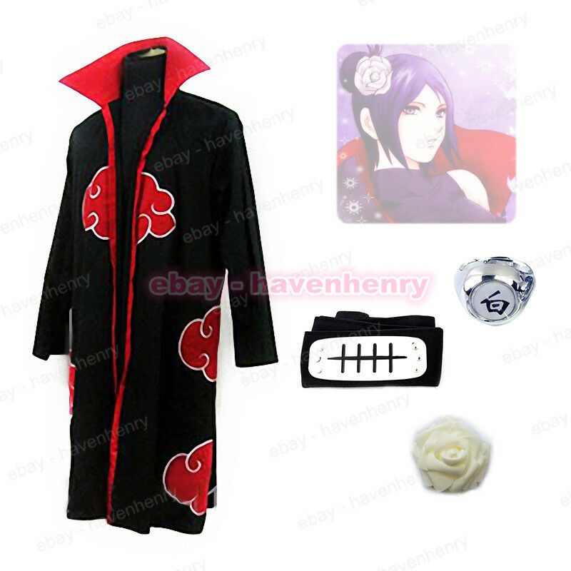 Konan Cloak Headband Ring Head - Flower Naruto Akatsuki Cosplay Costume ...