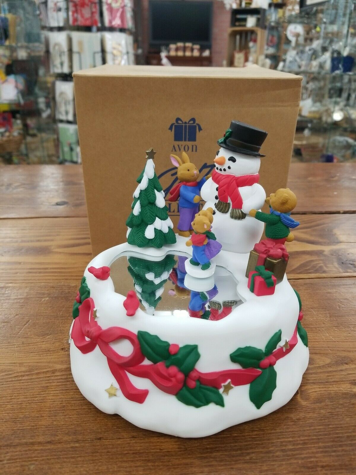 Avon Musical Twirling Skaters Skating Mice Music Box Christmas 1996 EUC ...