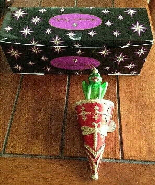 Christopher Radko Glass Christmas Tree Ornament - FROG PRINCE On Cone W ...