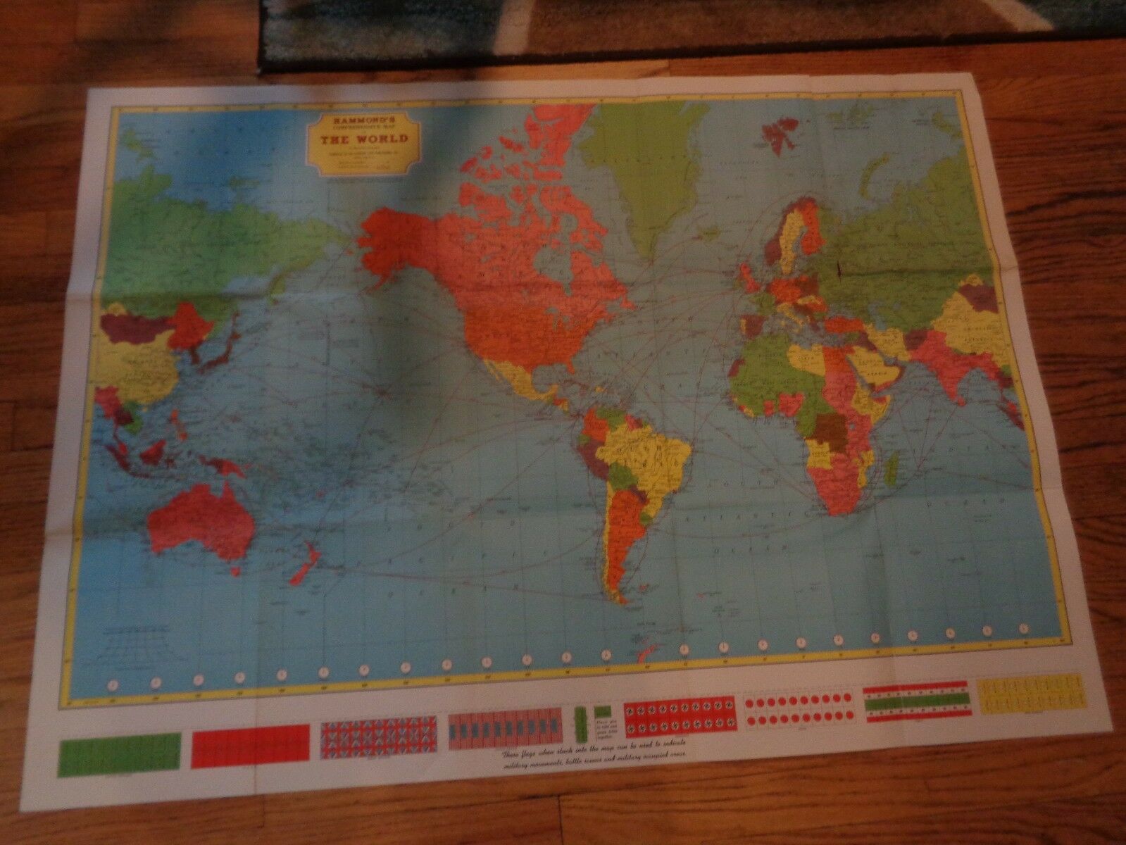 Hammond ' S Comprehensive Map Of The World World War II WWII | #14271760