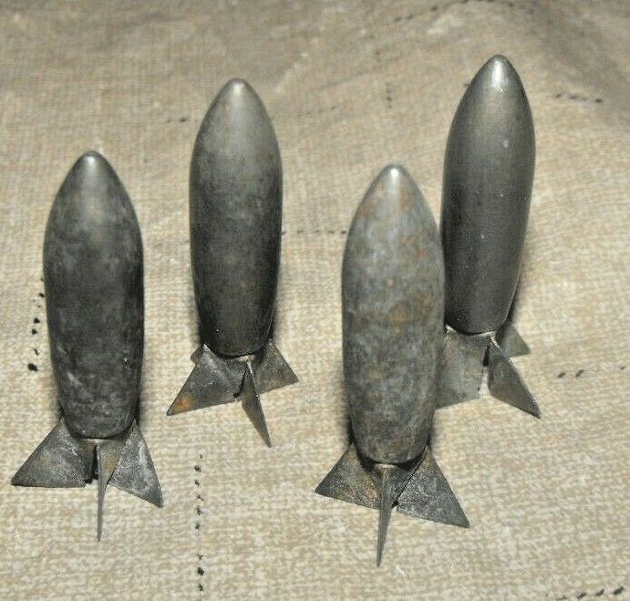 4 Vintage Lazy Dog Solid Steel Kinetic Bullet Bomb WWII Vietnam Korean ...