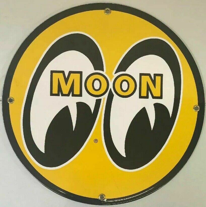 Vintage Moon Racing Porcelain Gas Station Pump Sign | #14173911