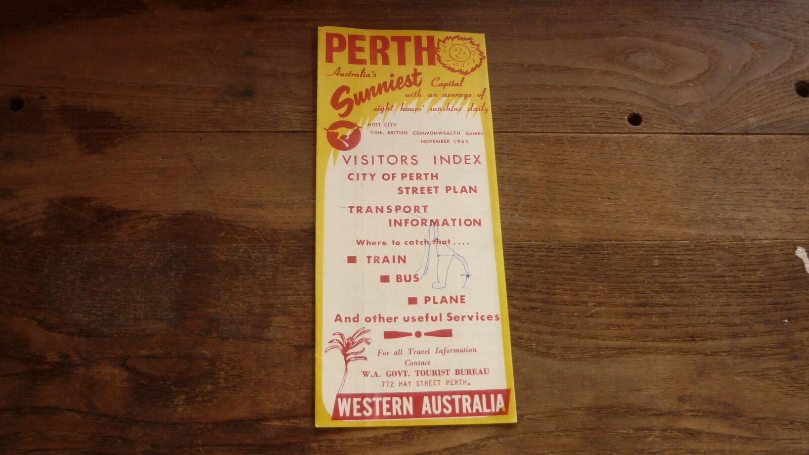 OLD AUSTRALIAN MAP BROCHURE, TOURIST MAP OF PERTH WA 1960s | #14328347