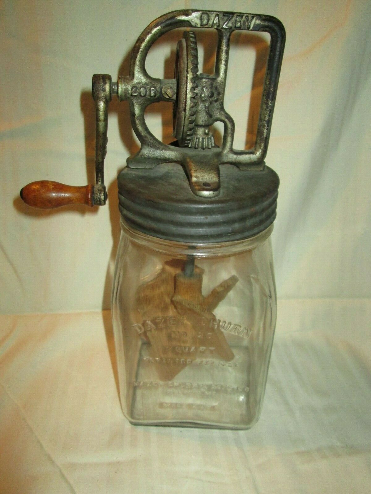 Dazey 20 Butter Churn 2 Quart Glass Jar With Wood Paddles | #14072810