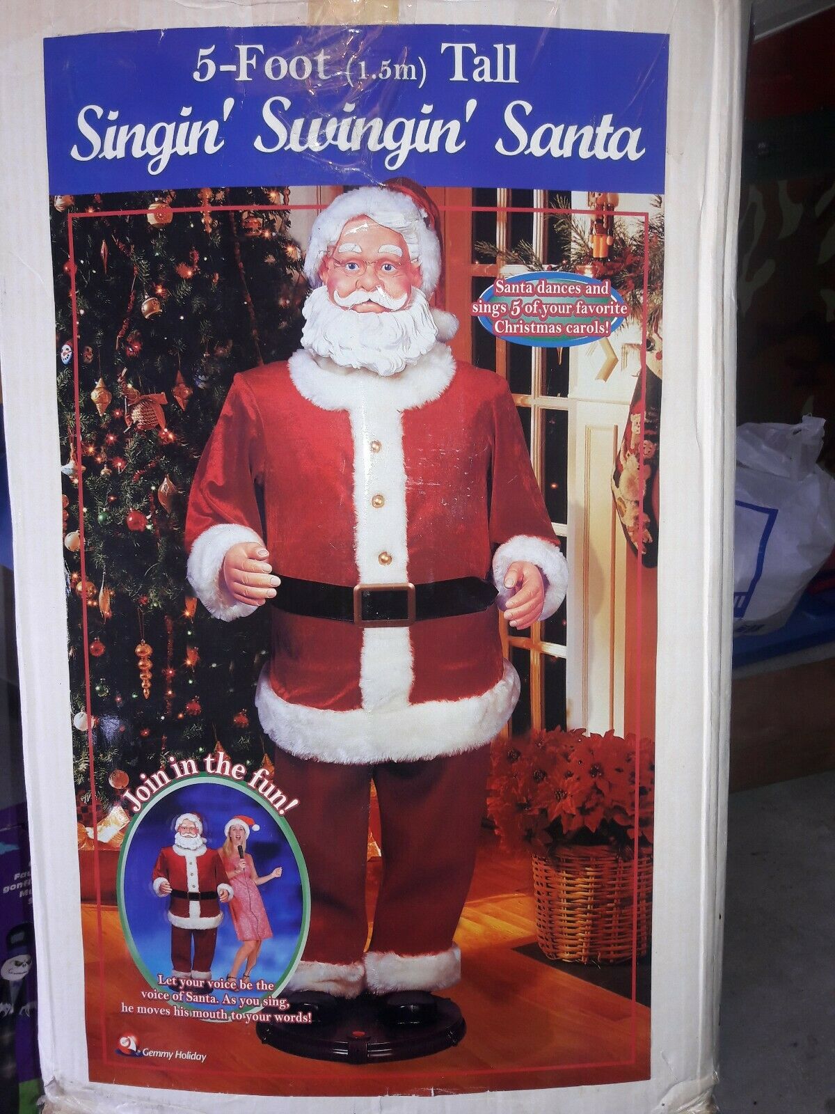Vintage Santa Claus Gemmy 5 ' Animated Singing Dancing Life Size ...