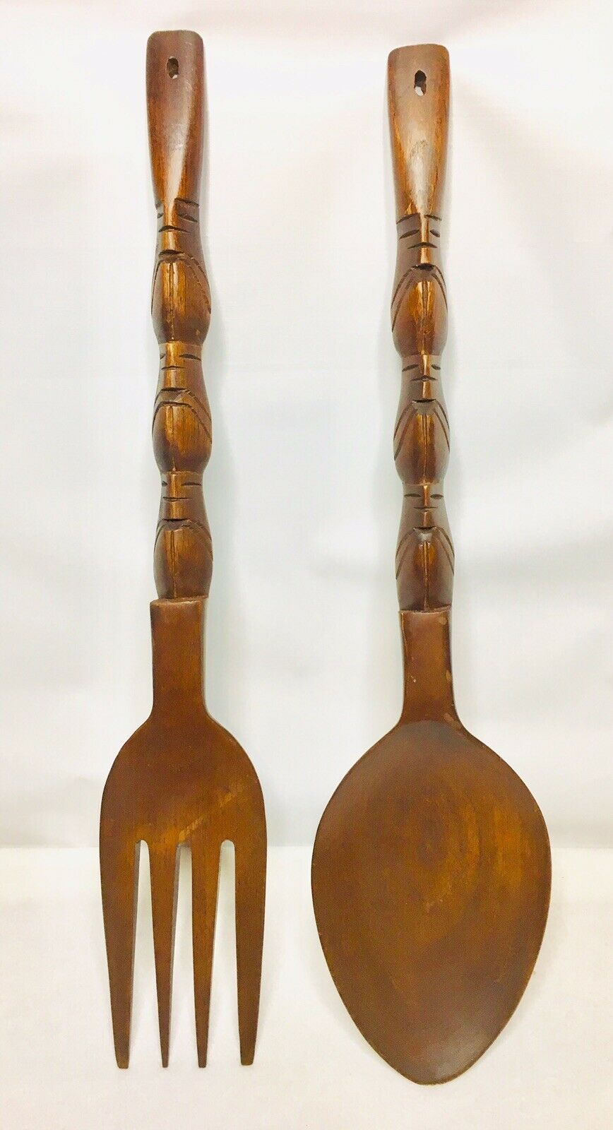 Vintage Large Wooden Tiki Totem Fork And Spoon Wall Art (Philippines ...