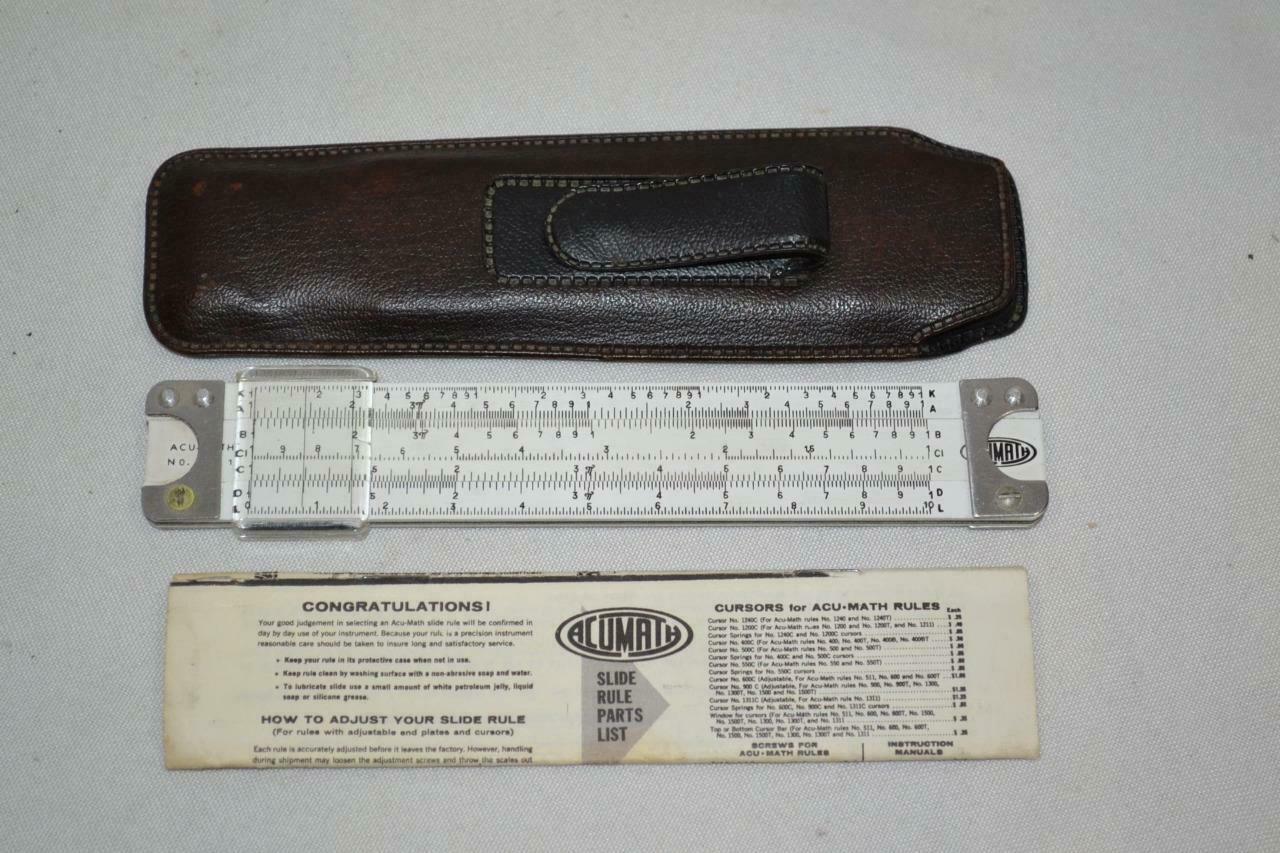 Vintage Acumath Acu - Math Slide Rule 1211 W Case & Instructions ...