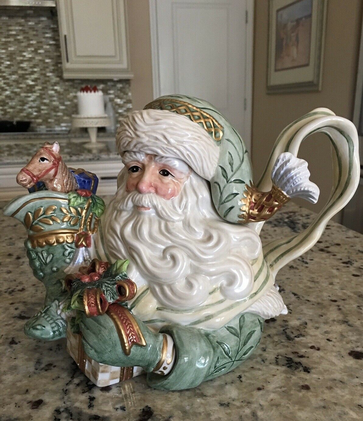 Fitz And Floyd Gregorian Collectible Teapot Christmas Santa Claus Old ...