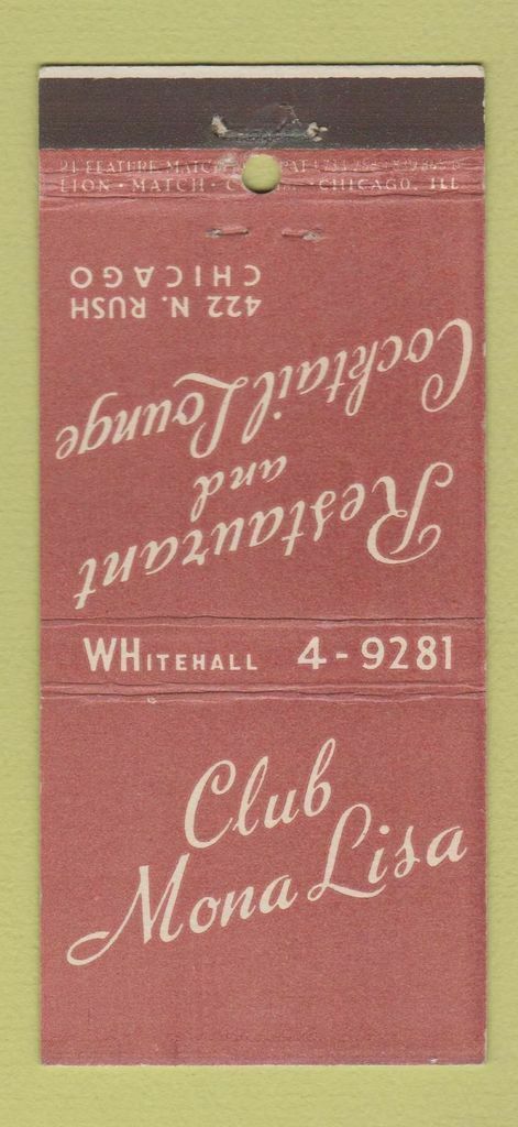 Matchbook Cover - Club Mona Lisa Chicago IL 21 Strike Feature | #14269365