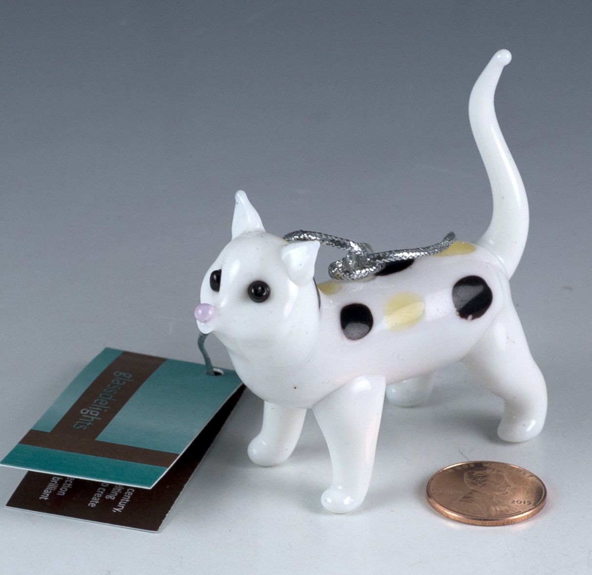 Miniature Lampwork Hand Blown Glass Calico Cat Figurine Ornament ...
