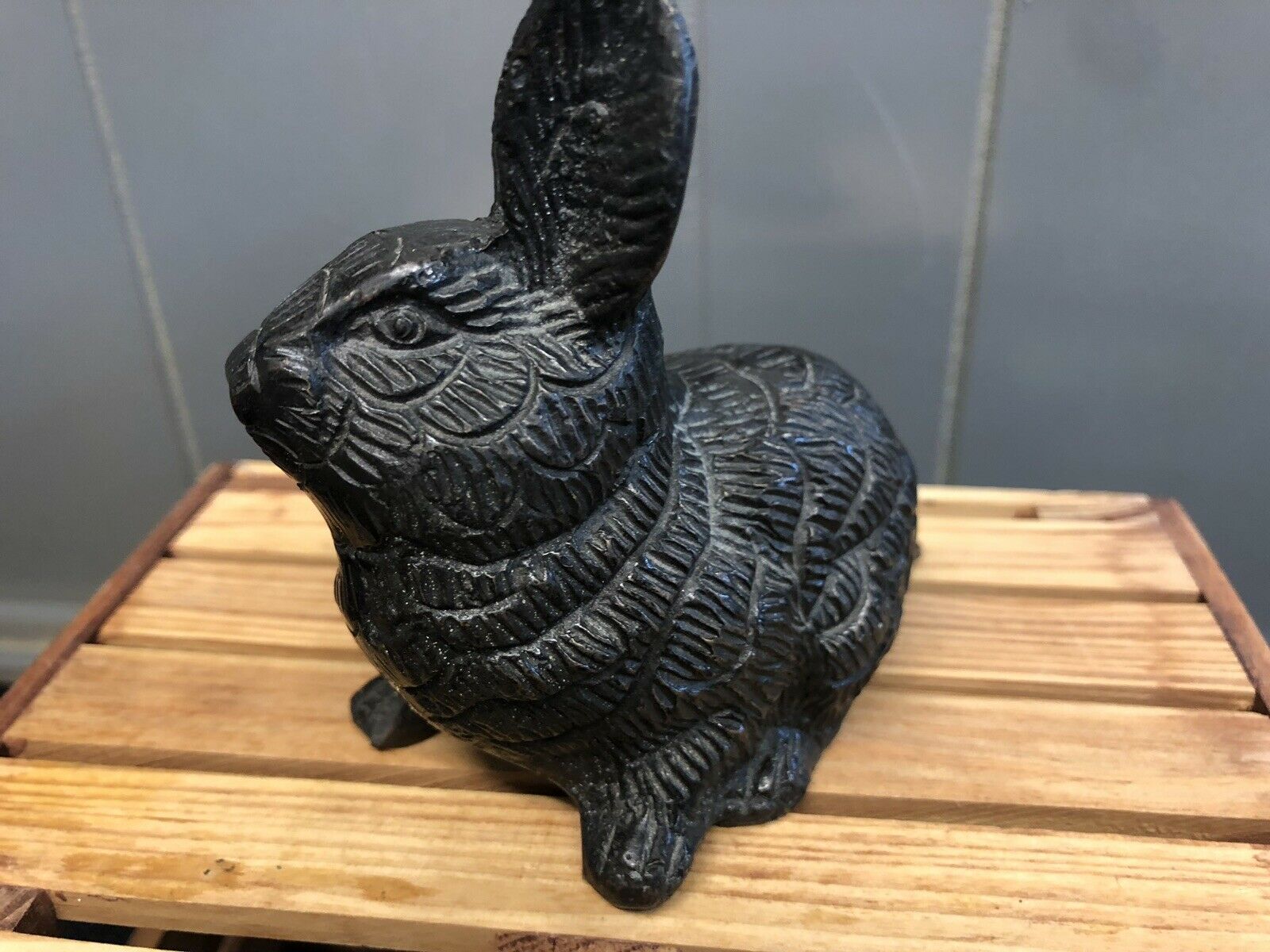 Vintage Cast Iron Rabbit Figure Sculpture | #14182657