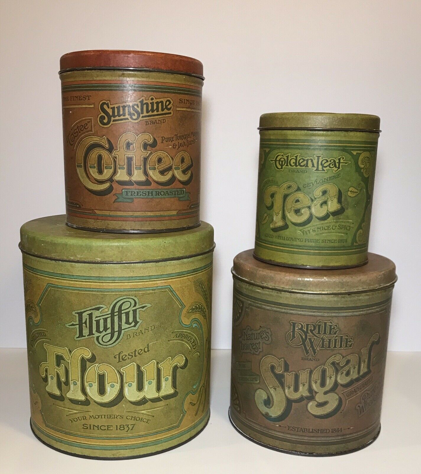 Vintage Ballonoff Tin Canister Set/4 1970s Flour Sugar Coffee Tea ...