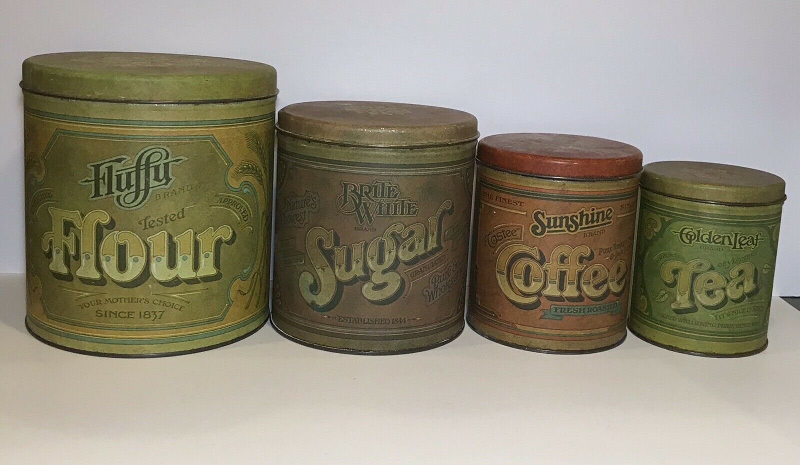 Vintage Ballonoff Tin Canister Set/4 1970s Flour Sugar Coffee Tea ...