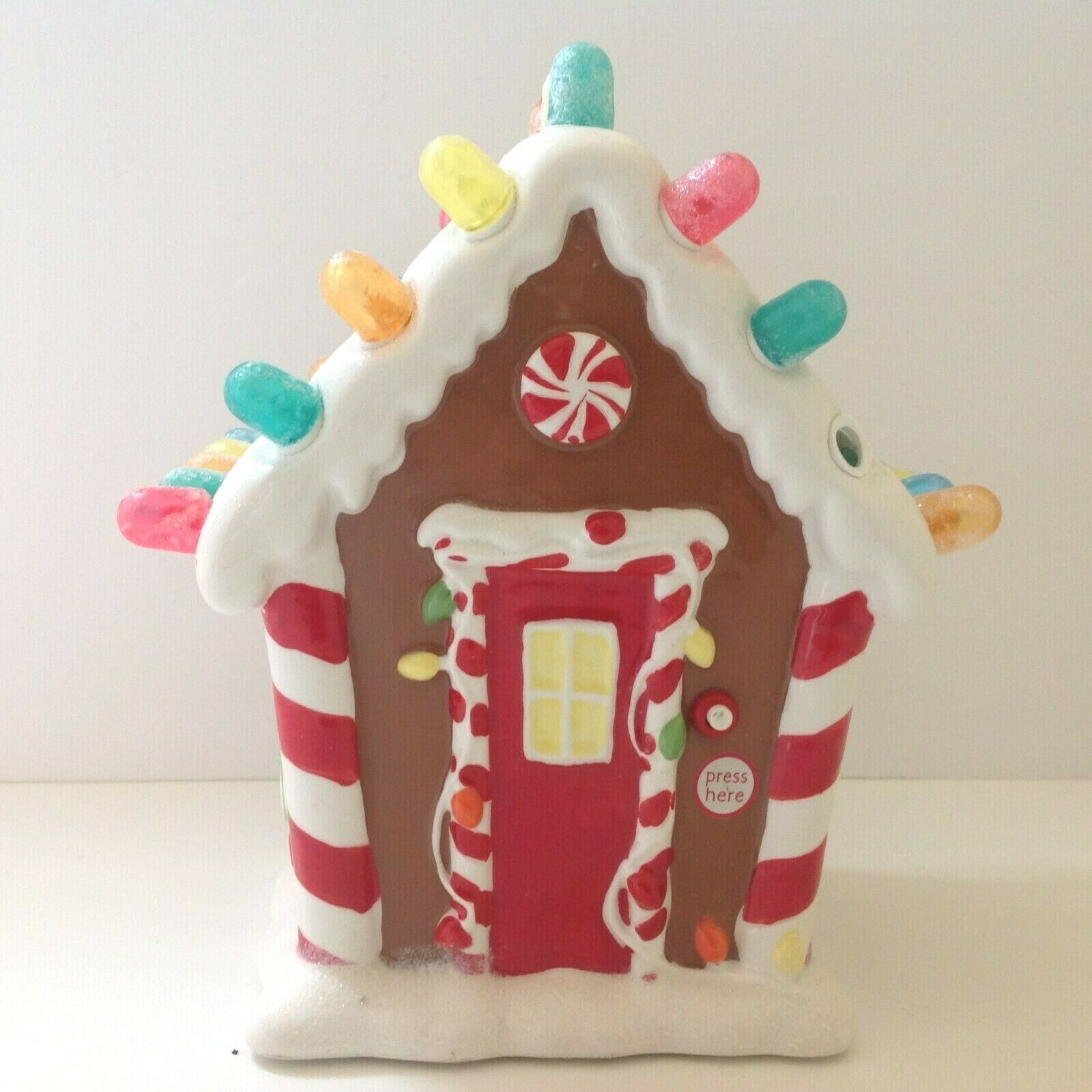 2008 HALLMARK CERAMIC GUM DROP GINGERBREAD HOUSE MUSICAL LIGHTS UP ...