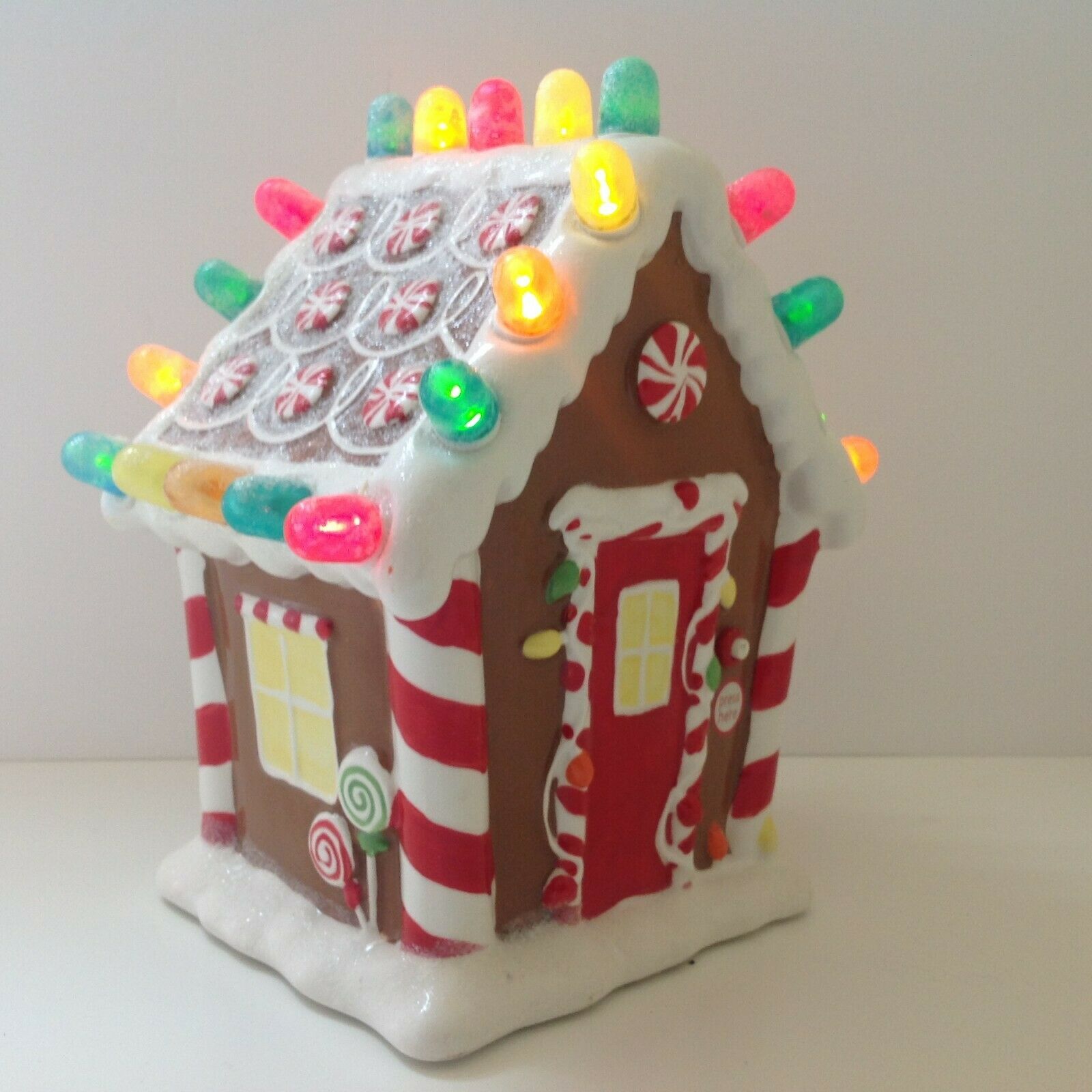 2008 HALLMARK CERAMIC GUM DROP GINGERBREAD HOUSE MUSICAL LIGHTS UP ...