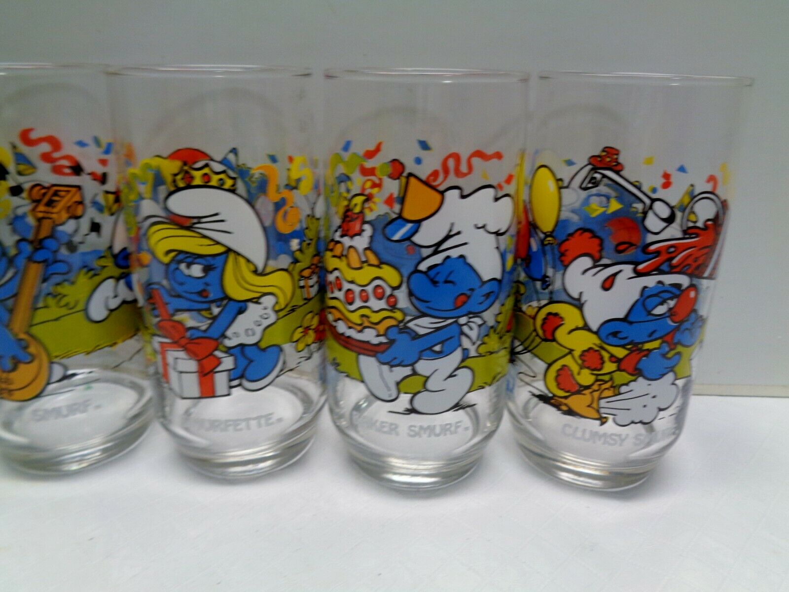 Complete Set Of 6 VINTAGE 1983 SMURF PEYO CHARACTER GLASSES ...