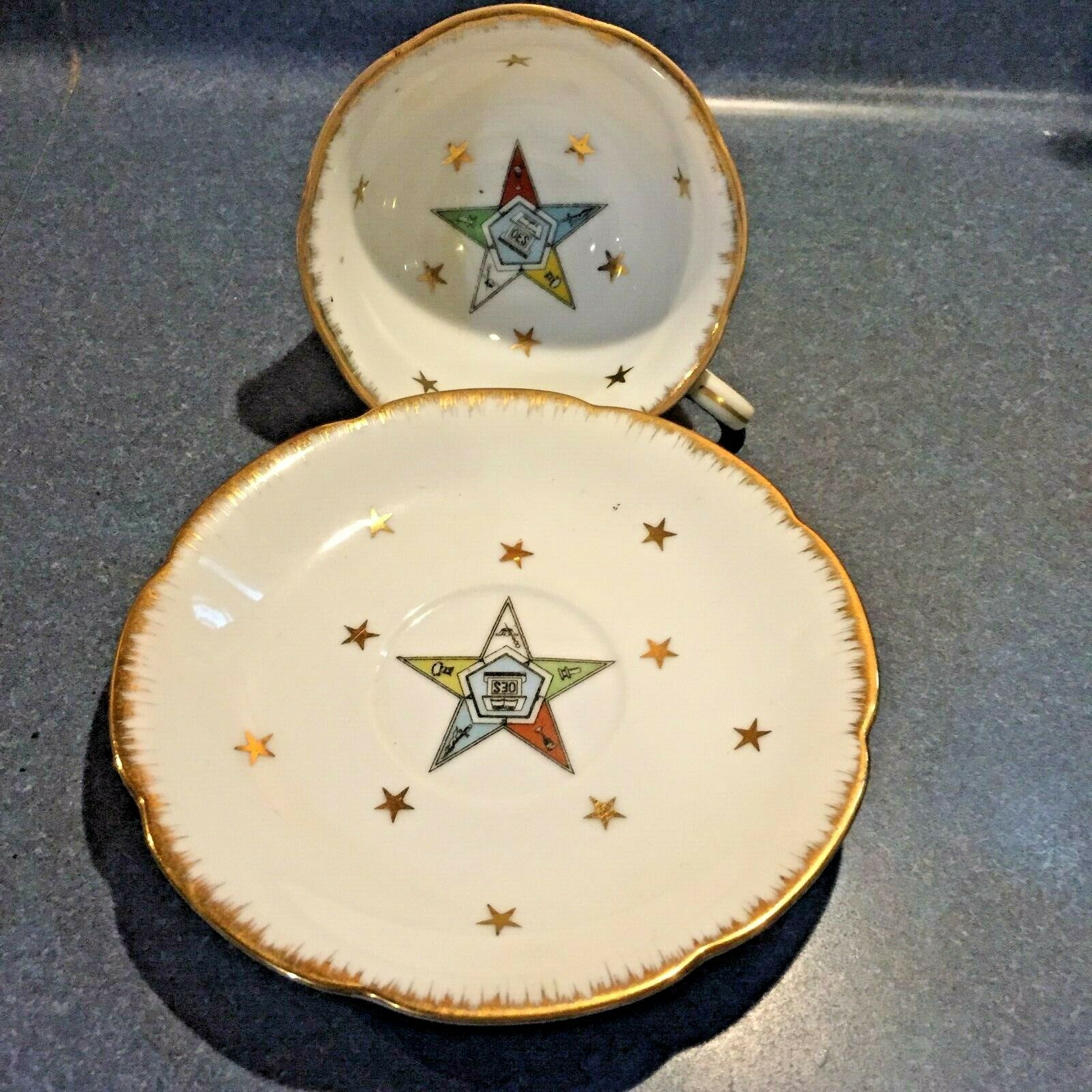 Vintage Order Of The Eastern Star Coffee / Tea Cup And Saucer Lefton ...