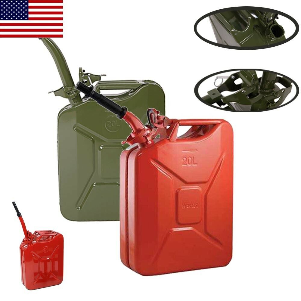 5 Gallon Jerry Can Gas Fuel Steel Tank Military Style Gasoline Bucket ...