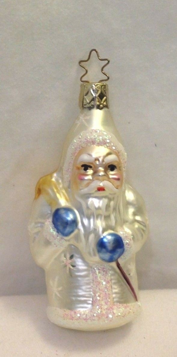 MERCK FAMILY OLD WORLD CHRISTMAS ORNAMENT SNOWFLAKE SANTA CLAUS WHITE ...